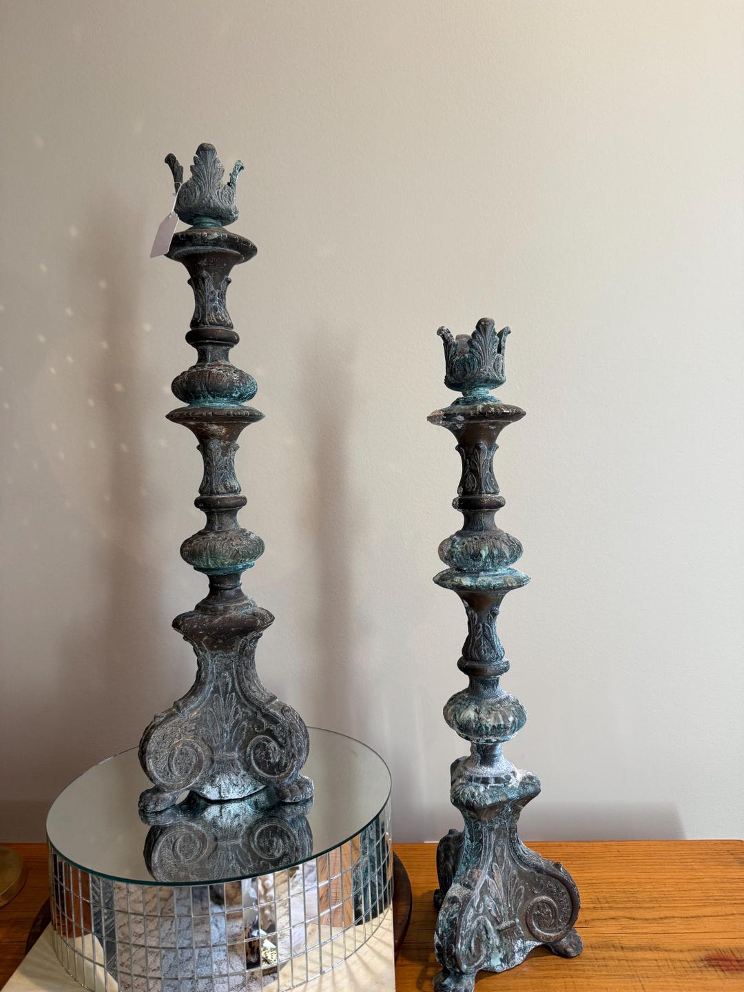 24” Tall Vintage Distressed Brass Candlesticks, Set of 2 - Etsy