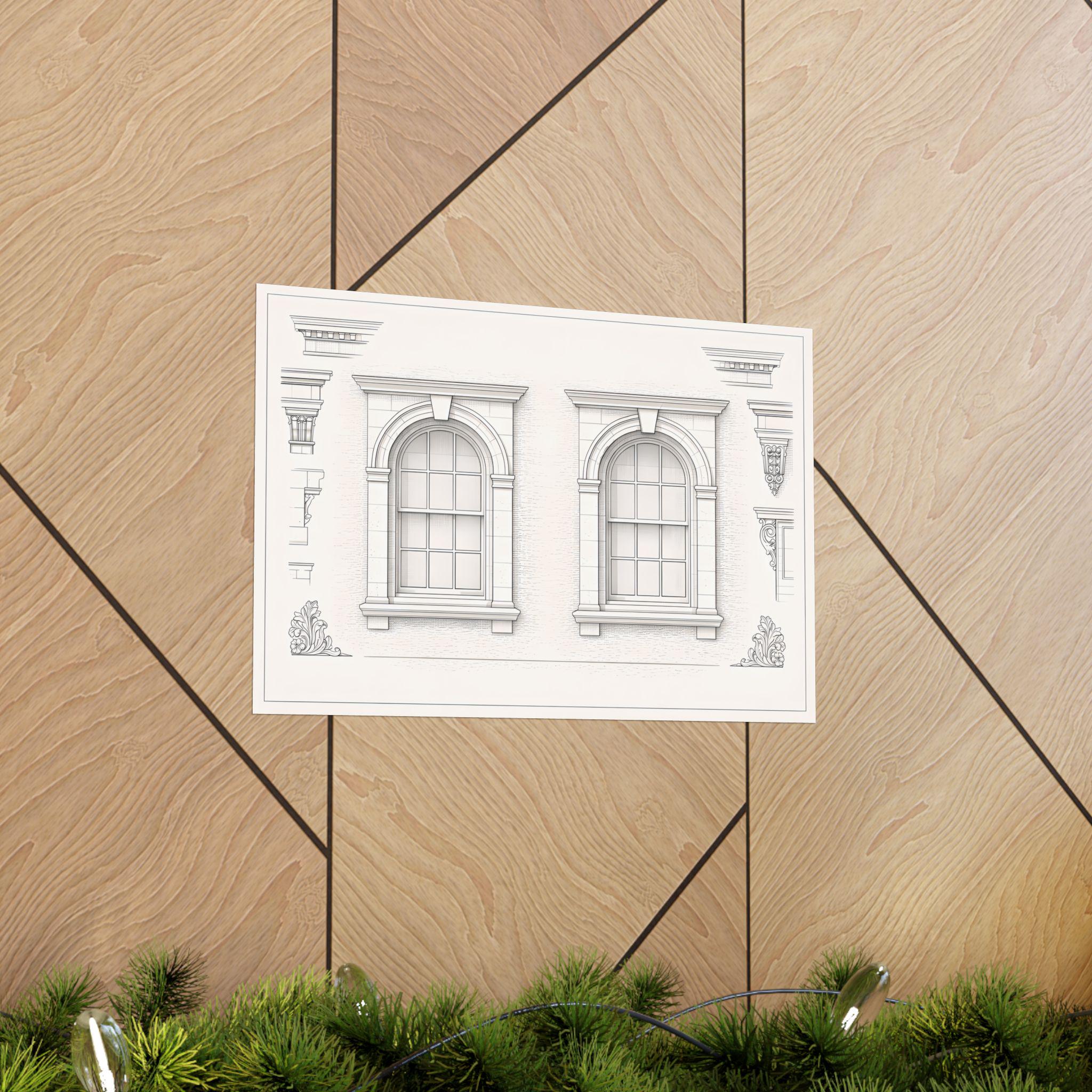 Architectural Window Elevation Drawing, Classical Window Wall Art ...