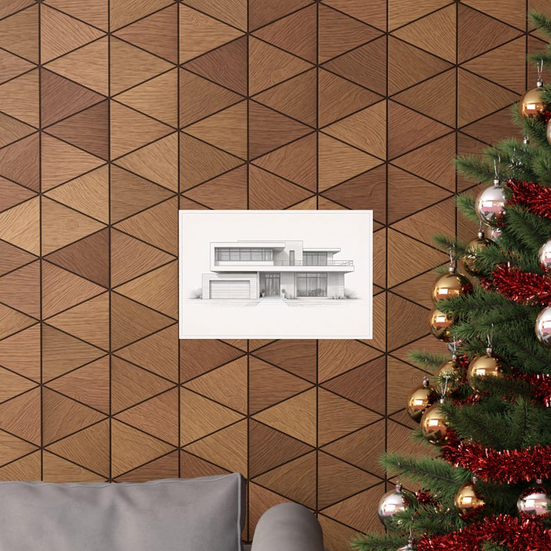Modern Minimalist House Sketch - Matte Horizontal Poster - Etsy