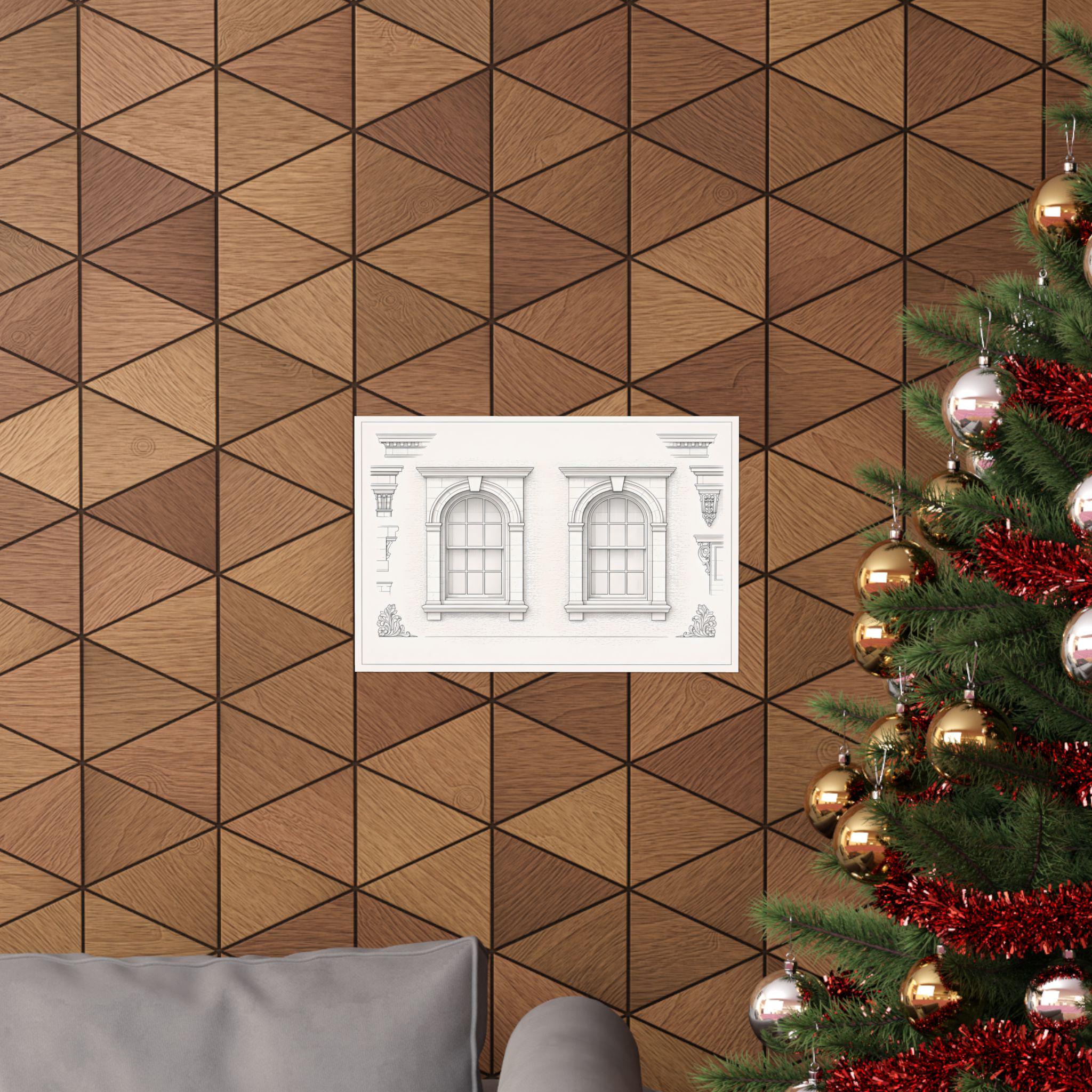 Architectural Window Elevation Drawing, Classical Window Wall Art ...