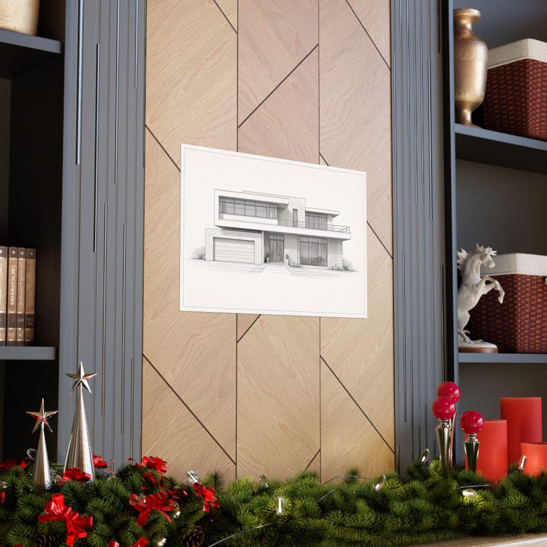 Modern Minimalist House Sketch - Matte Horizontal Poster - Etsy