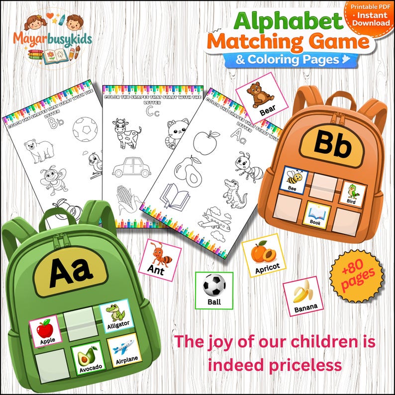 Alphabet Matching Game for Preschool | ABC Busy Book Printable ...