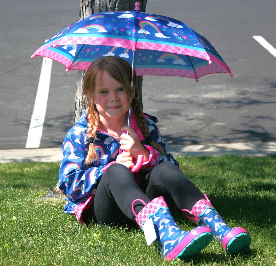 Gilrs Rain Coat, Girls Rain Jacket, Personalized Rain Jacket, Rainbow ...