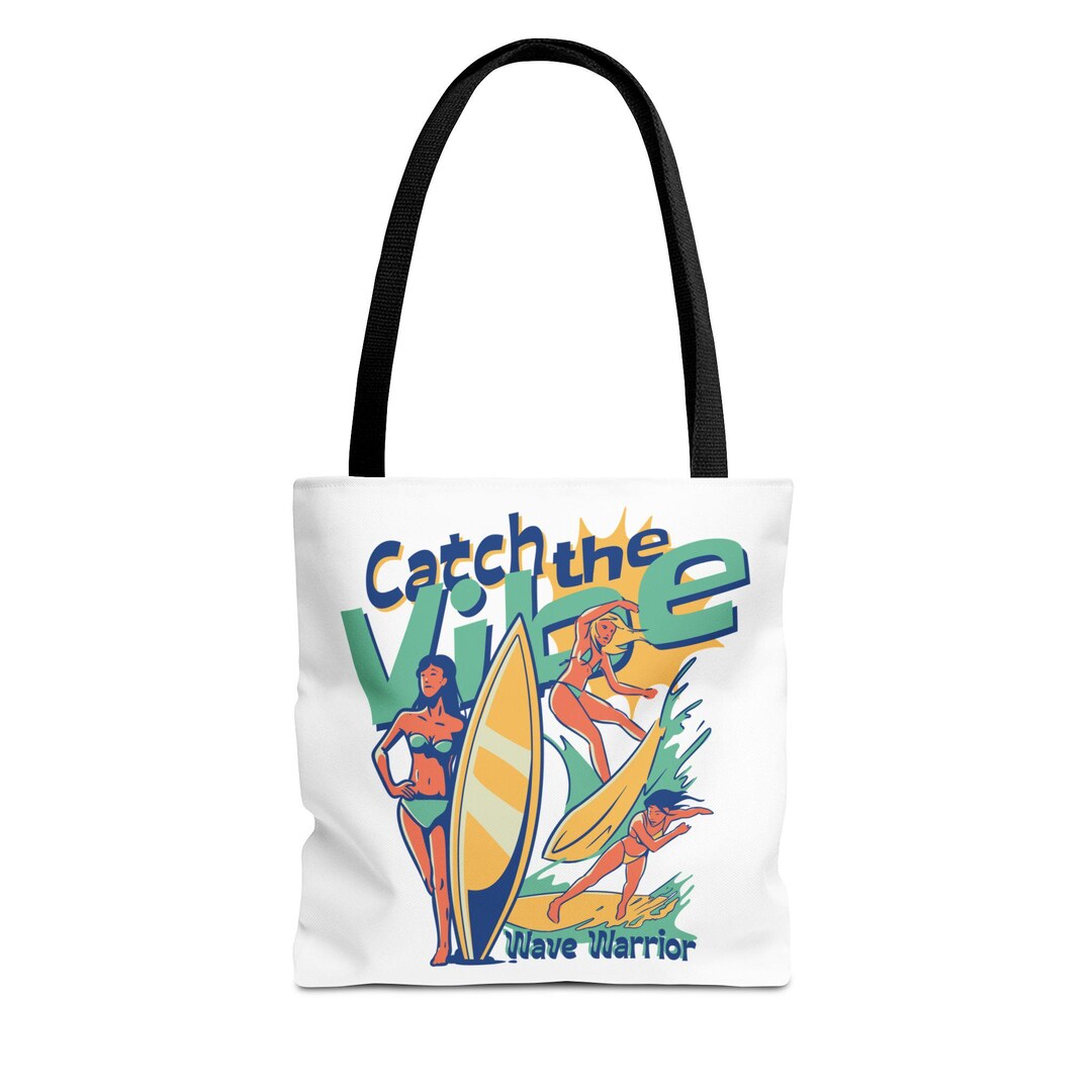 Catch the Vibe Tote Bag, Surf Style Canvas Beach Bag, Wave Warrior - Etsy