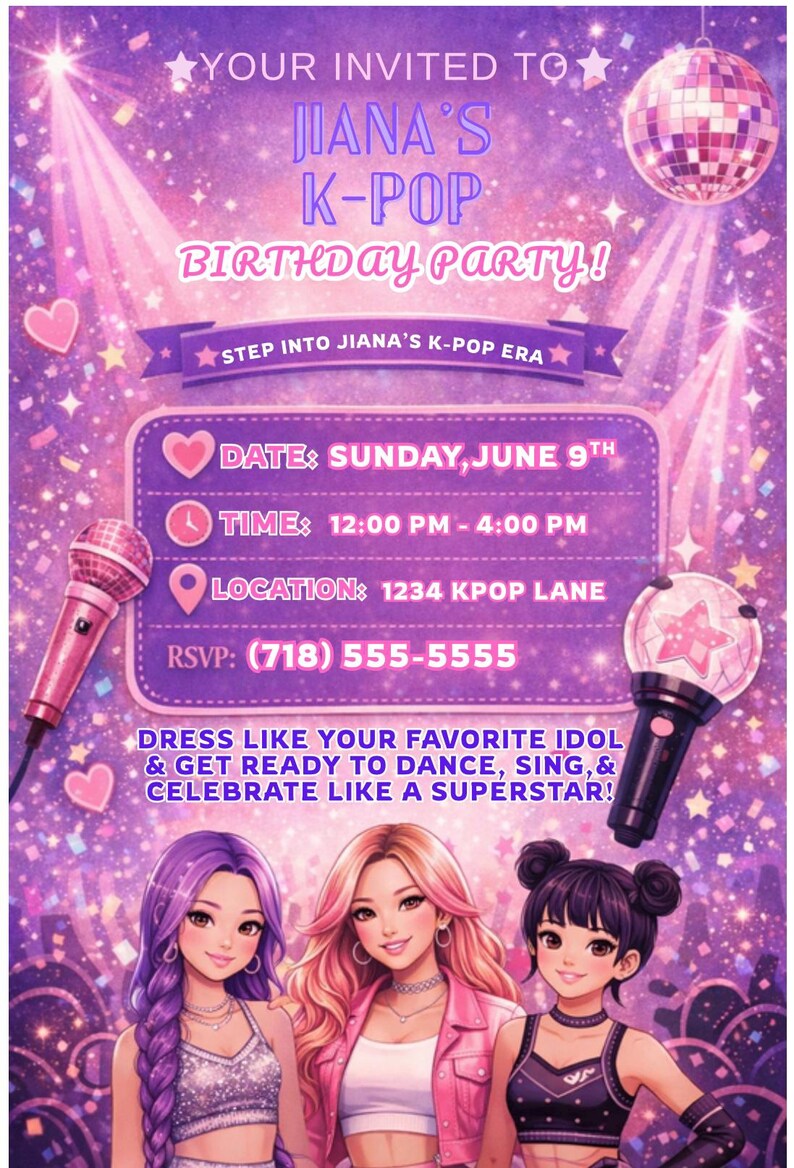 Kpop Inspired Invitation Template - Etsy