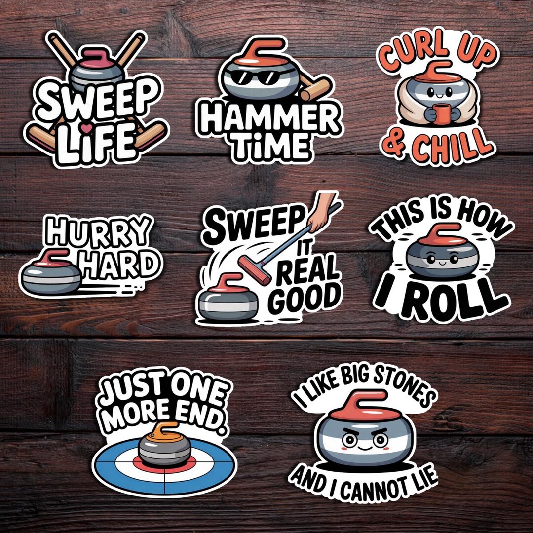 Funny Curling Stickers – Waterproof Vinyl Matte Laminated Sticker ...