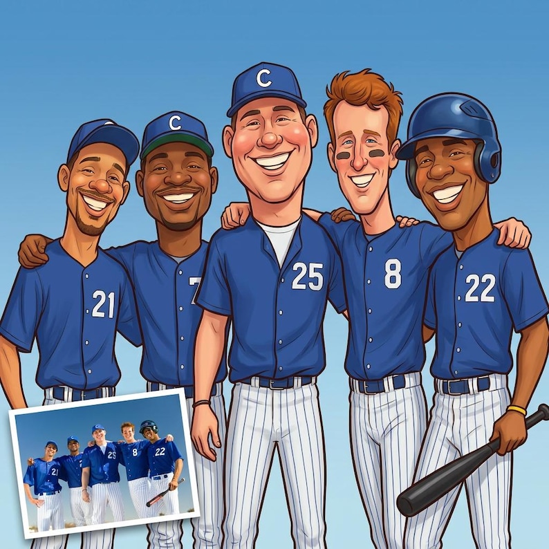 Baseball Coach Gift, Custom Ballpark Team Caricature, Player Portrait ...