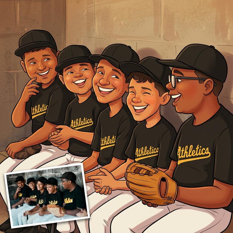 Baseball Coach Gift, Custom Ballpark Team Caricature, Player Portrait ...
