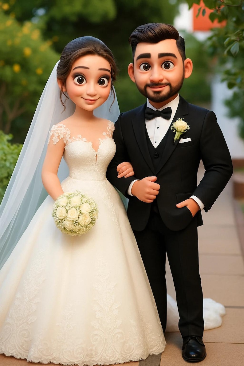 Unique Wedding Gift, Couple Cartoon Portrait From Photo, Bride and ...