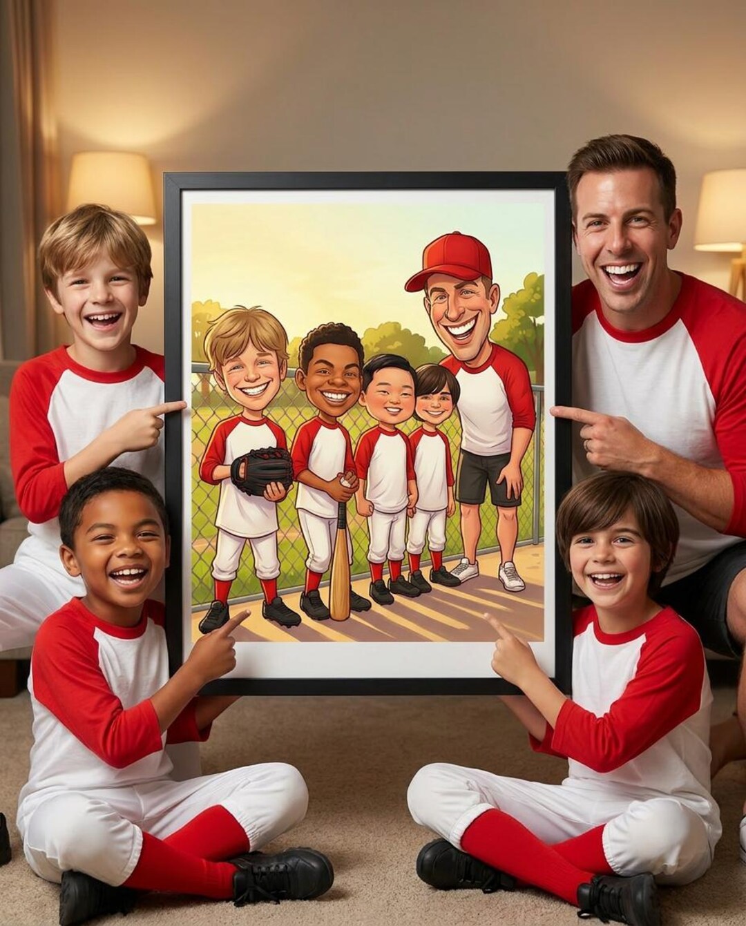 Baseball Coach Gift, Custom Ballpark Team Caricature, Player Portrait ...
