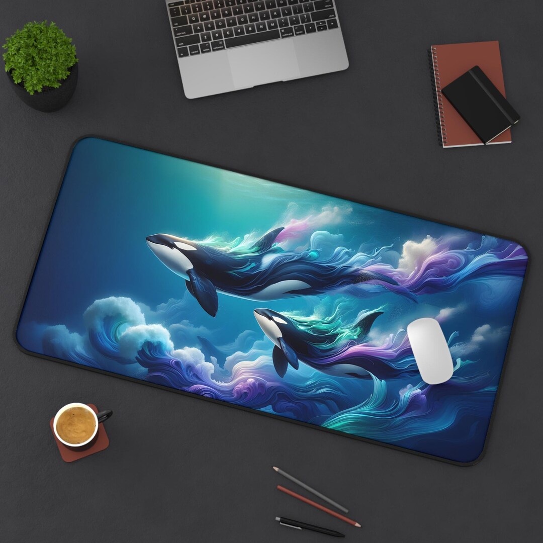 Flowing Aura Orca Whales | Large Desk Mat Mousepad - Etsy