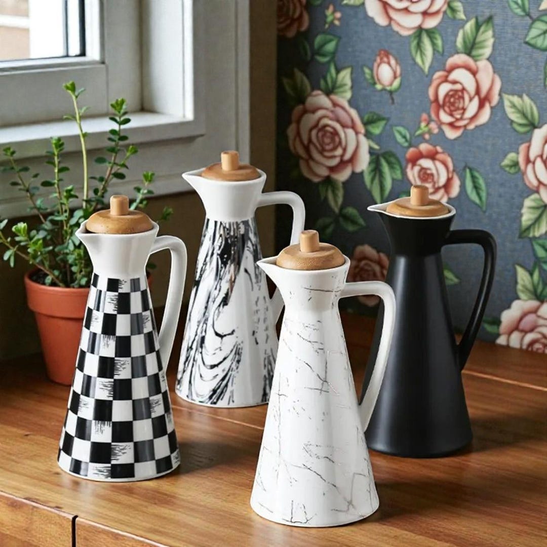 Handmade Ceramic Oil Dispenser Bottle Dust-proof Olive Oil Storage ...