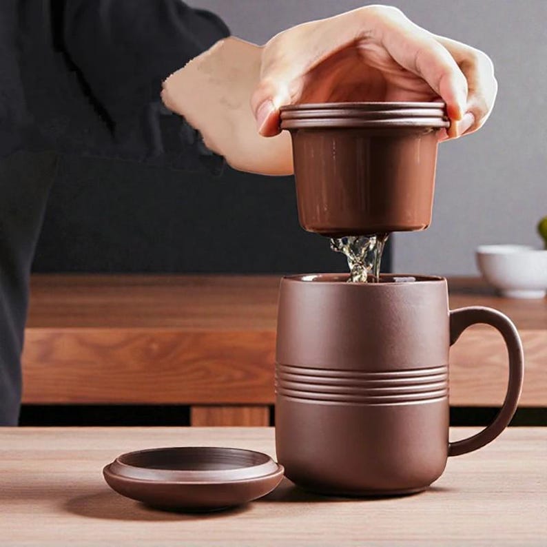 Handmade Purple Clay Teacup With Lid Filter | Kung Fu Health Cup - Etsy
