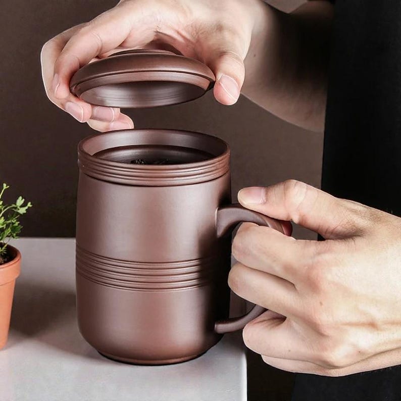 Handmade Purple Clay Teacup With Lid Filter | Kung Fu Health Cup - Etsy
