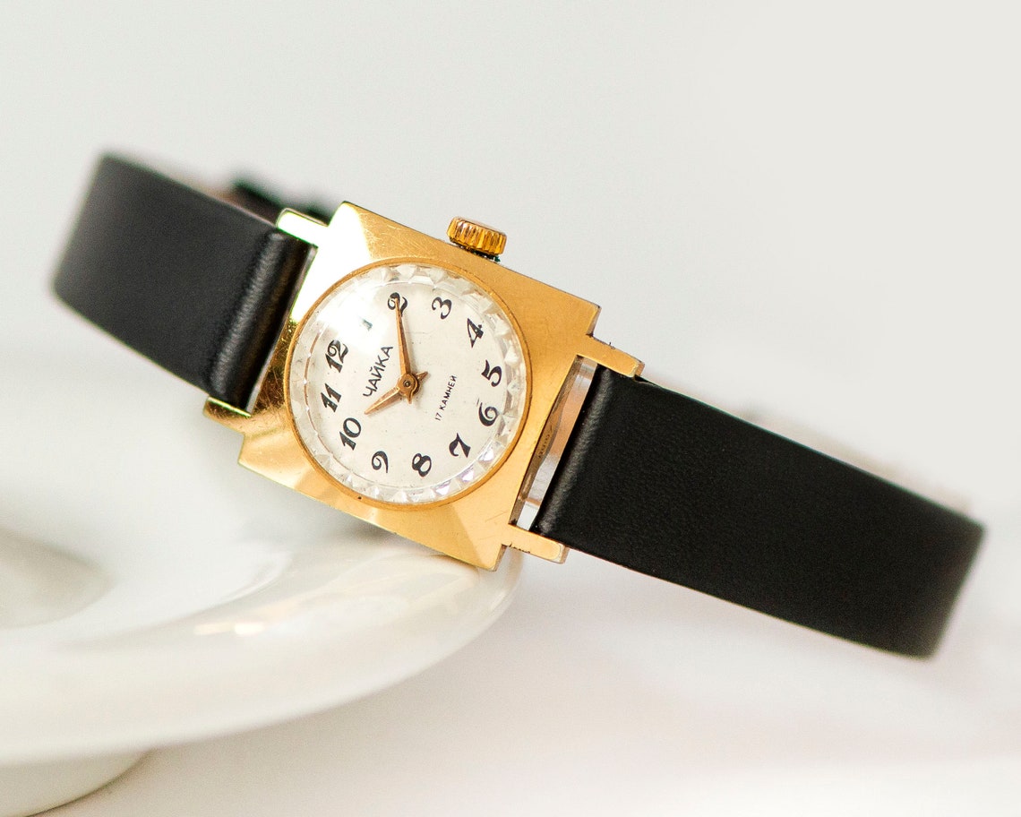 Square Small Watch for Women Seagull Gold Plated Simple Watch | Etsy