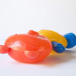 Vintage Plastic Bear Toy Big, Eye Rolling Bear Red Yellow Blue Moving ...