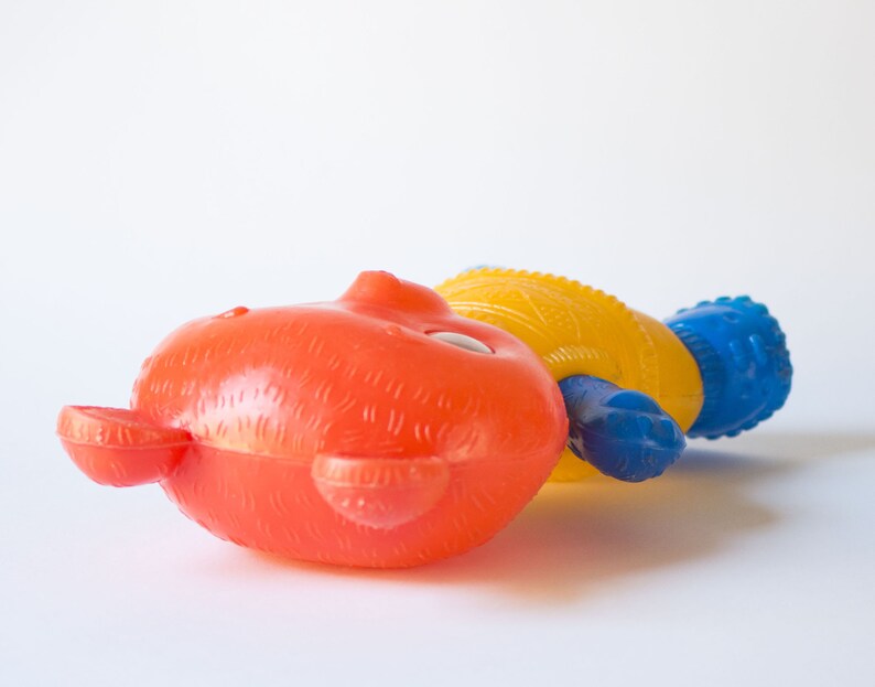 Vintage Plastic Bear Toy Big Eye Rolling Bear Red Yellow Blue - Etsy