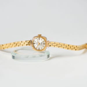 Women Cocktail Watch Gold Plated Square Seagull, Elegant Bracelet Evening Watch Sunburst Vintage ...