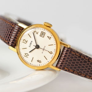 Retro Dial Women Watch Dawn With Date Window, Vintage Gold Plated Watch ...