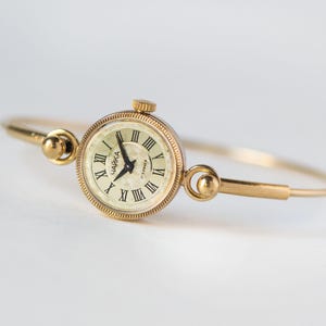 Delicate Cocktail Watch for Women Seagull Vintage, Tiny Bracelet Lady Wristwatch Gold Plated ...