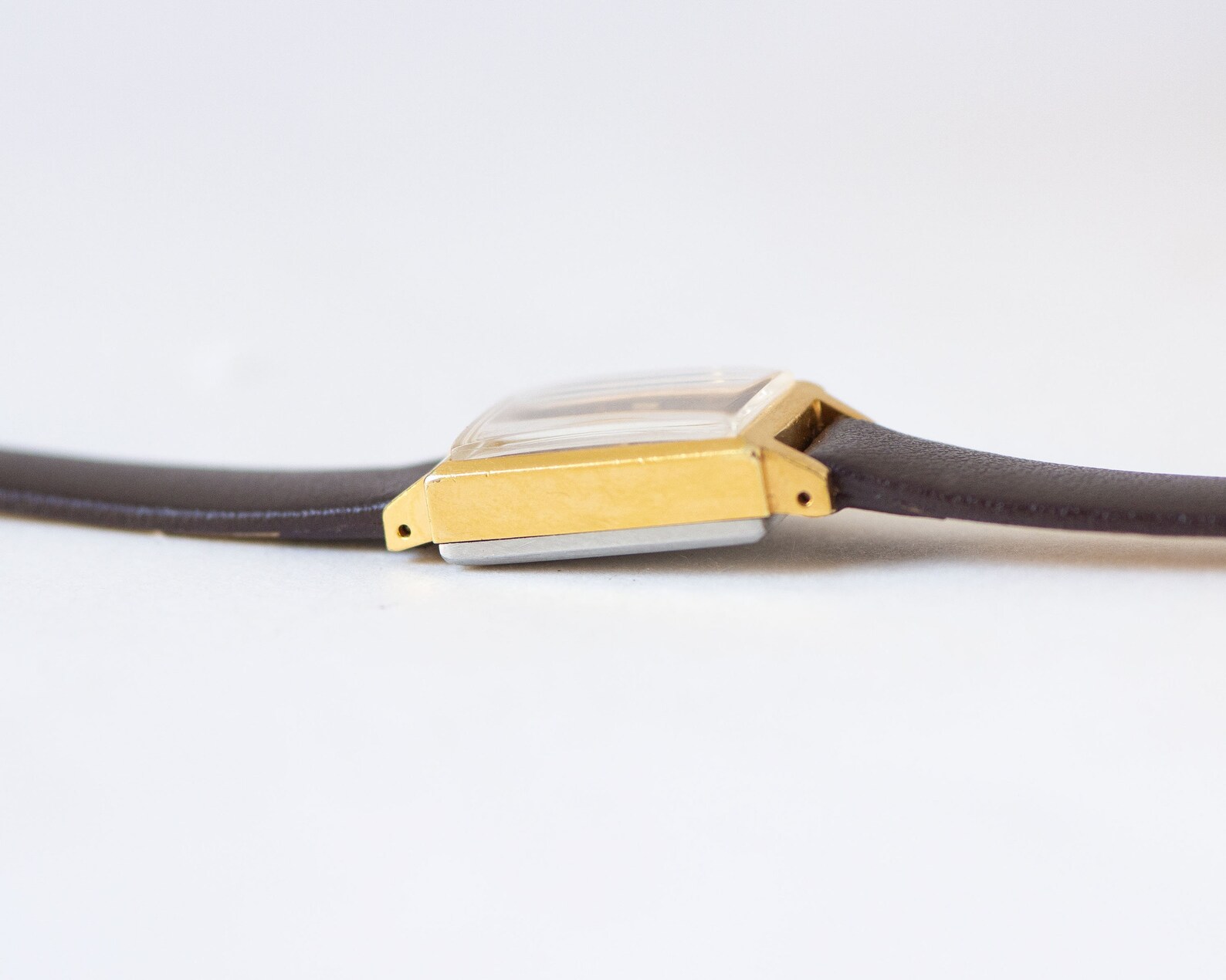 Small Women Watch Rectangular Ray Gold Plated, Navy Blue Dial Women ...