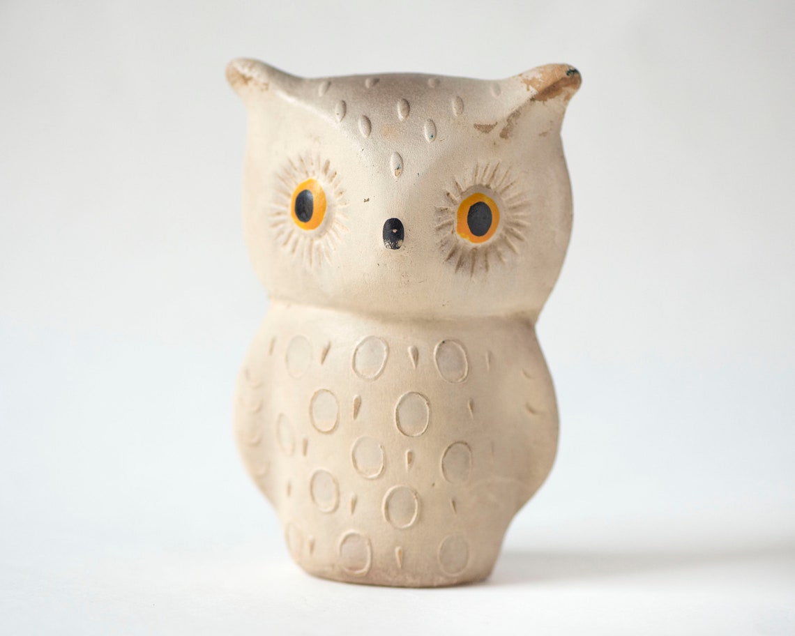 Retro Kid Toy Owl Rubber Toy Eagle Owl Vintage Rare Toy | Etsy