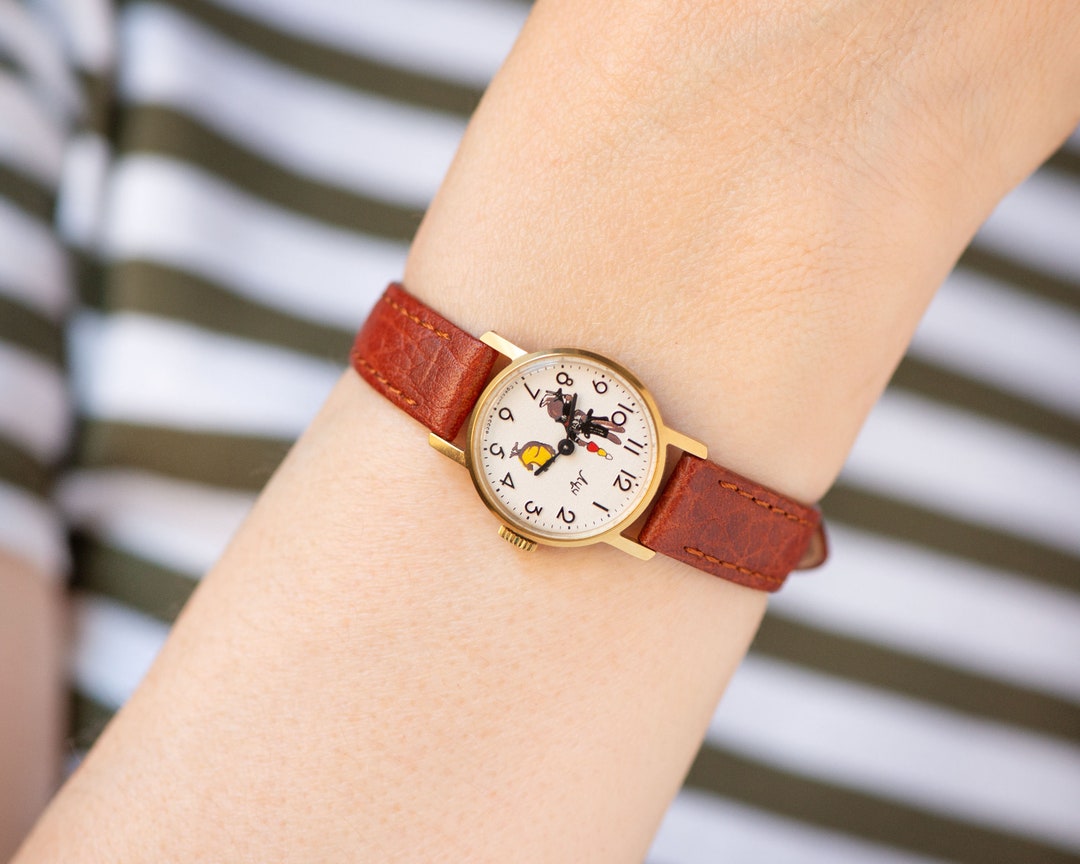 Vintage Kid's Wristwatch Gold Shade Teen Accessory, Bunny and Chicken ...