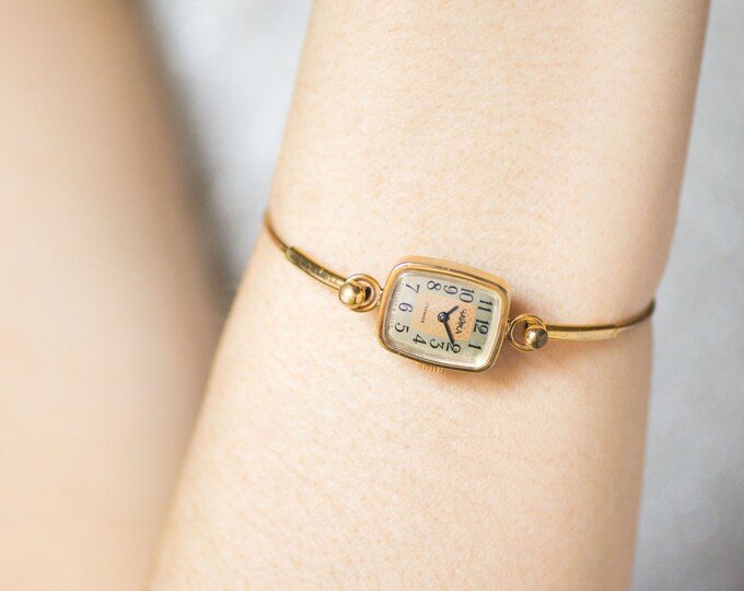 Tiny Women Watch Bracelet Gold Plated Cocktail Watch Seagull - Etsy