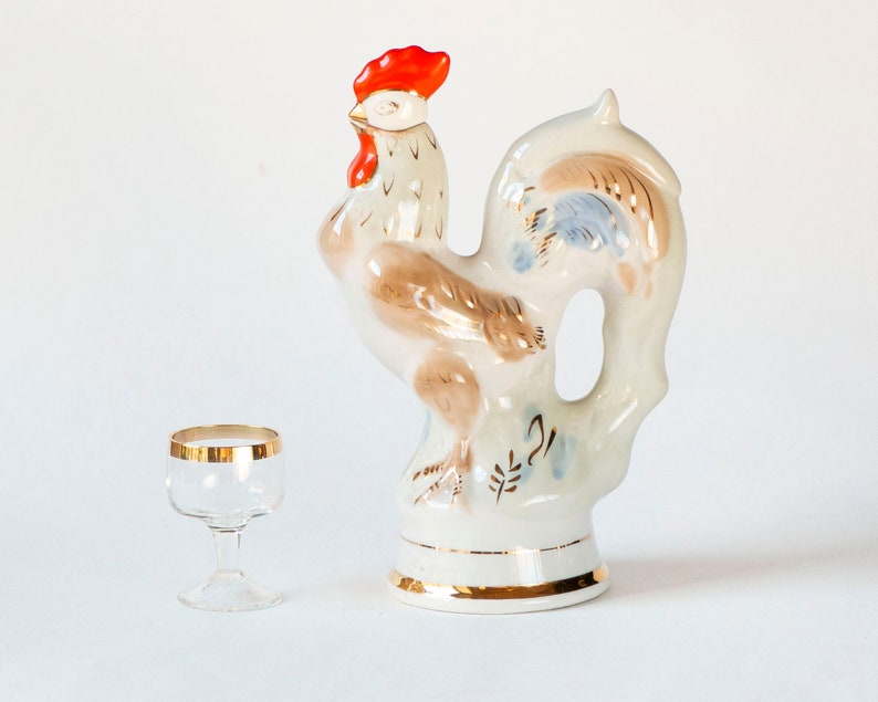 Vintage Rooster Porcelain Decanter Liqueur Barware, Easter Kitchen ...