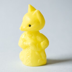 Yellow Fox Toy, Vintage Plastic Fox, Small Fox Holding Bird, Toy Moving ...