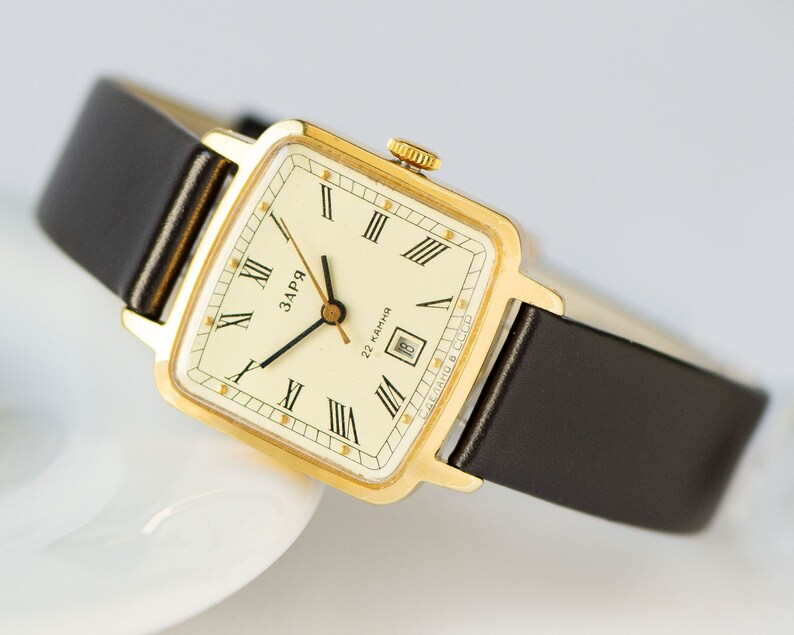 Women's watch Roman numerals Dawn vintage square | Etsy