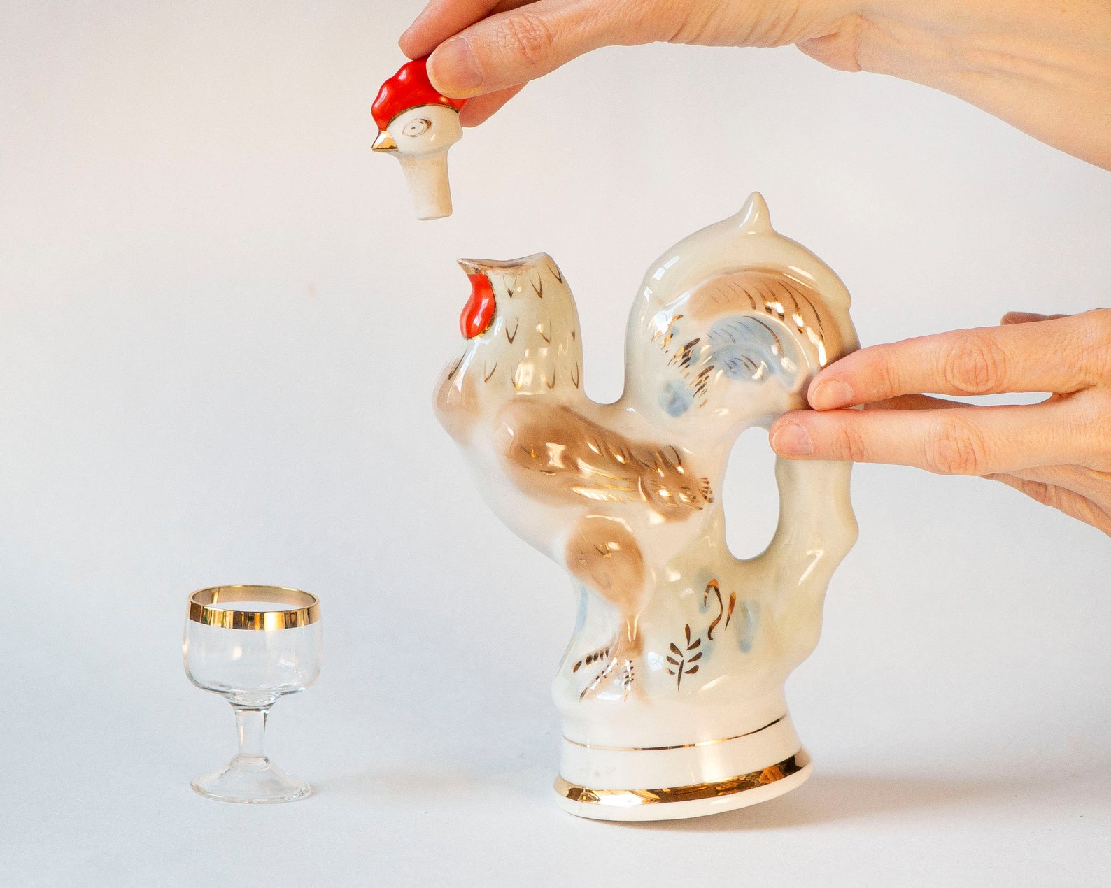 Vintage Rooster Porcelain Decanter Liqueur Barware Easter | Etsy