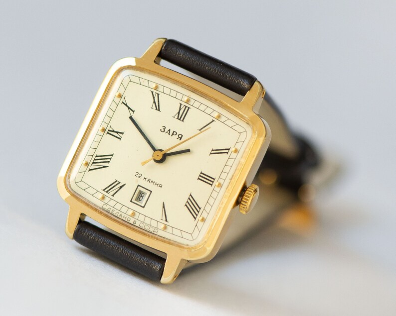 Women's watch Roman numerals Dawn vintage square | Etsy