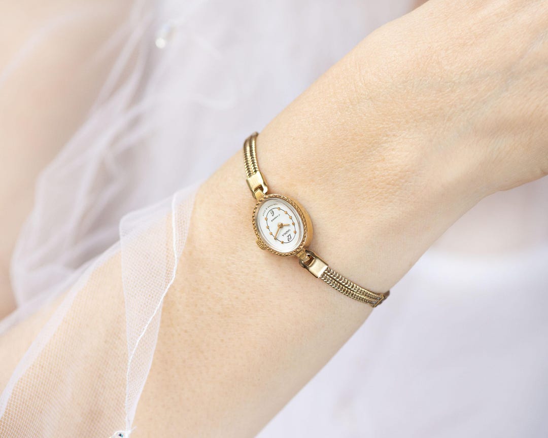 Women Cocktail Watch Seagull, Gold Plated Evening Watch Chain Bracelet ...