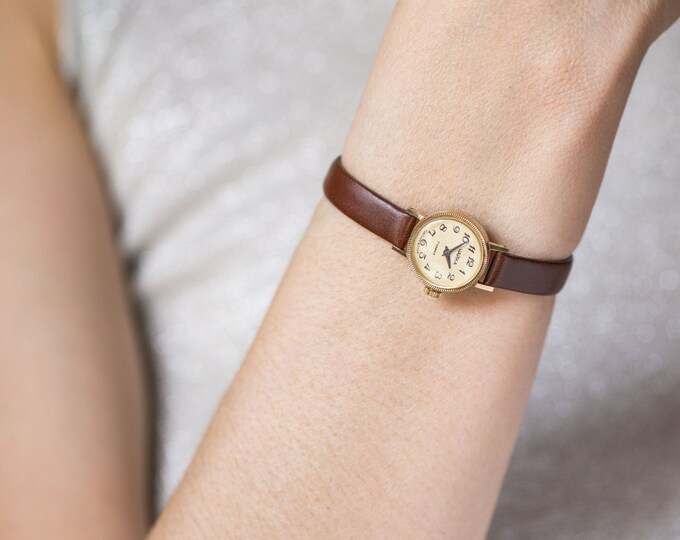 Micro Watch Gold Plated, Women's Watch Seagull, Petite Lady's Watch ...