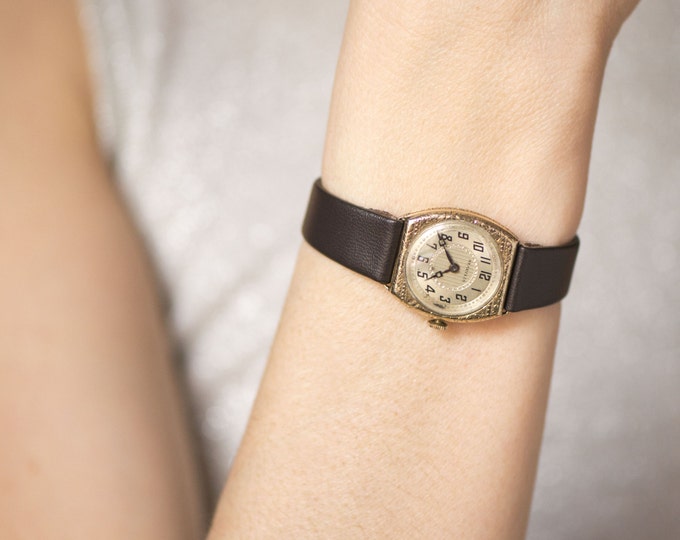 Antique Woman's Watch Stabilis, Swiss Lady Watch Gold Plated, Art Deco ...