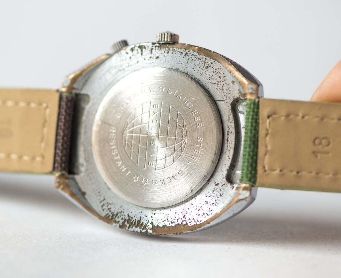 Men's Watch Quartz, Forest Green Watch Chunky, Perpetual Calendar Guy's ...