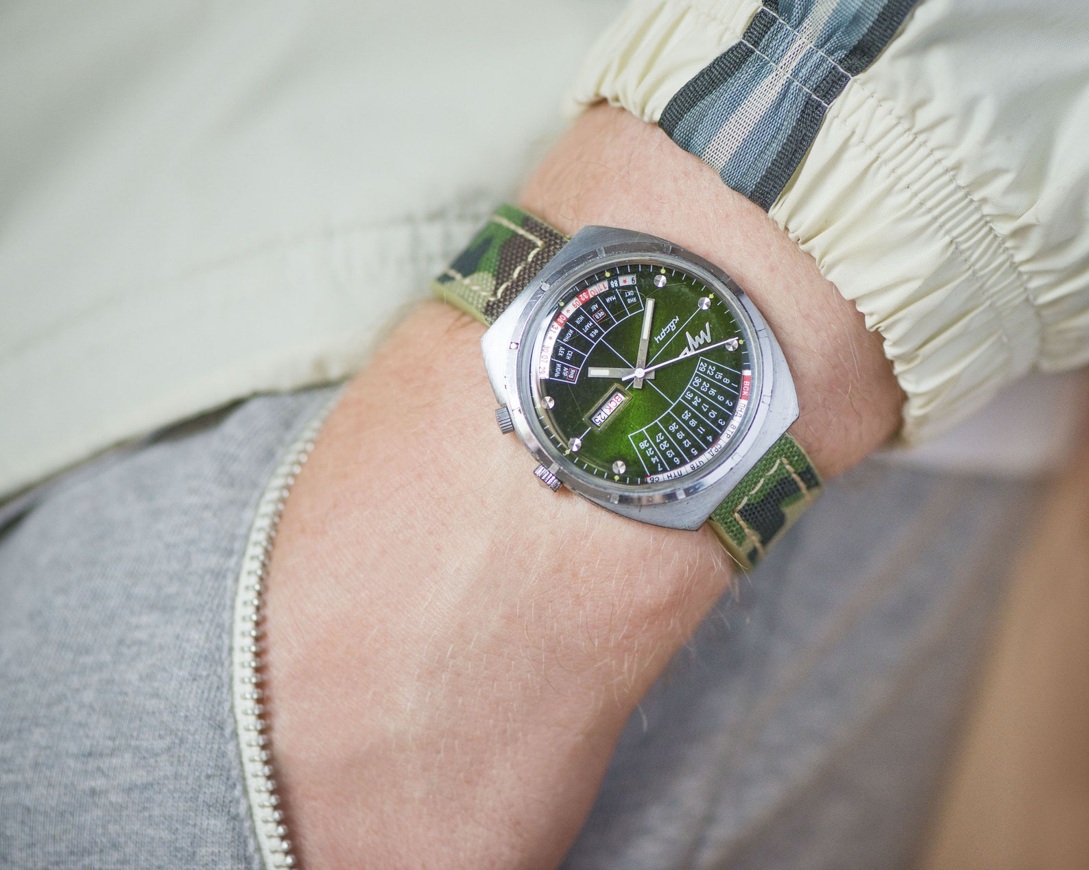 Men's Watch Quartz, Forest Green Watch Chunky, Perpetual Calendar Guy's ...