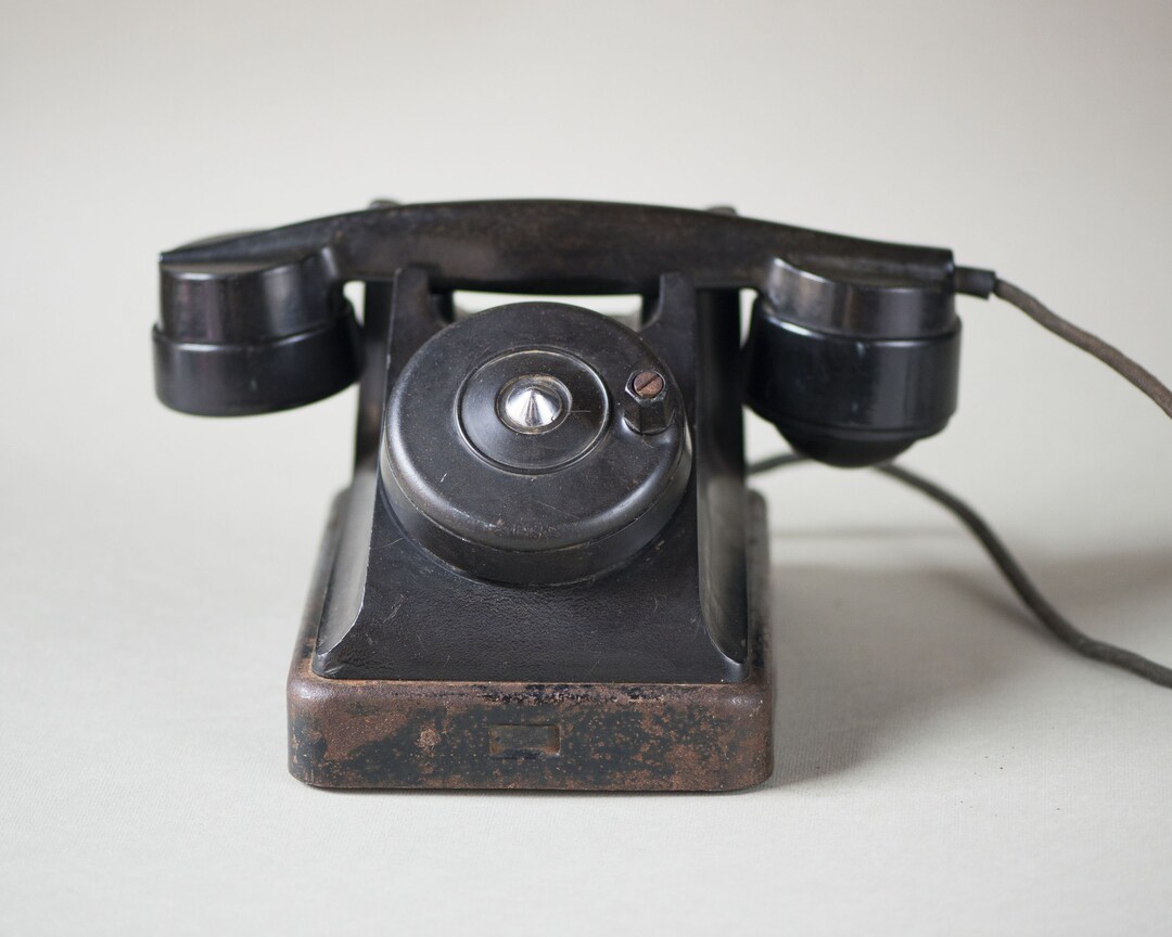 Nomenclature Office Telephone Mid Century Black Bakelite, Chunky Phone ...