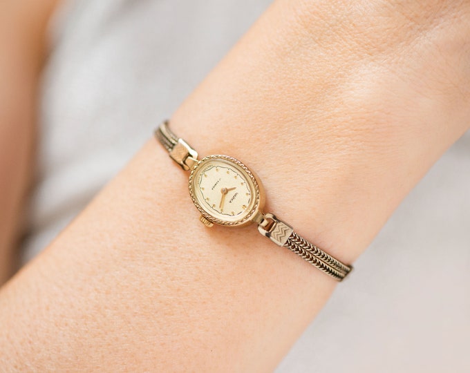 Women's Cocktail Watch Seagull Vintage, Gold Shade Women Watch Oval, Classic Wristwatch Chic ...