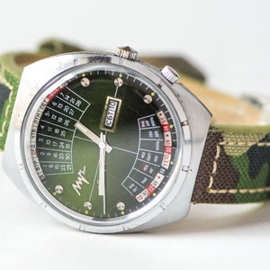 Men's Watch Quartz, Forest Green Watch Chunky, Perpetual Calendar Guy's ...