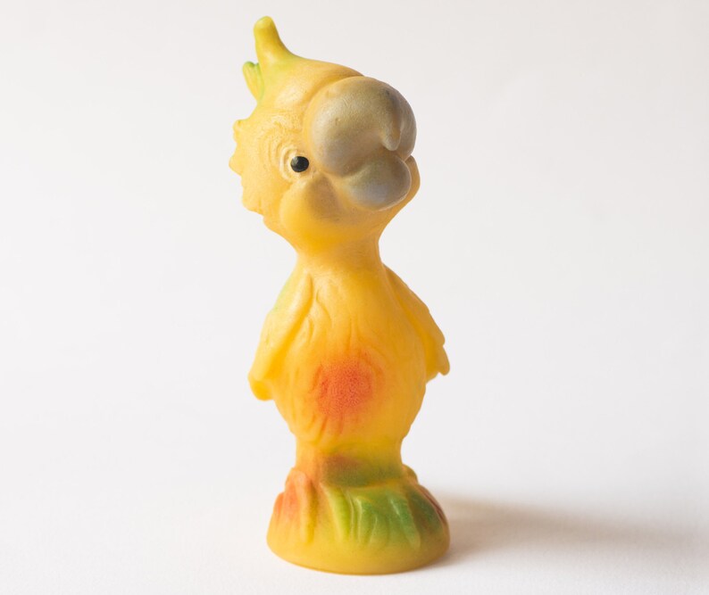 Vintage parrot toy rubber parrot yellow bird toy for kids | Etsy