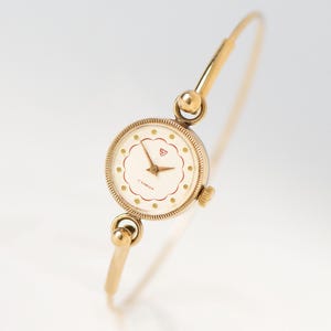 Women's Watch Tiny Ring Bracelet Gold Plated Seagull, Vintage Lady Wristwatch Classic Cocktail ...