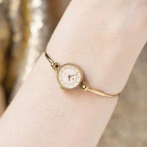 Women's Watch Tiny Ring Bracelet Gold Plated Seagull, Vintage Lady Wristwatch Classic Cocktail ...