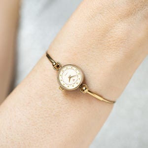 Women's Watch Tiny Ring Bracelet Gold Plated Seagull, Vintage Lady Wristwatch Classic Cocktail ...
