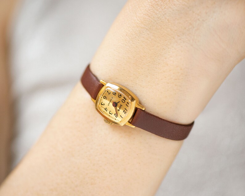 Gold Plated Lady Wristwatch Tiny Dawn Delicate Woman Watch - Etsy