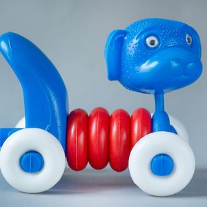 Vintage Plastic Dog Puppy Toy Assembled Kid's Toy, Blue Red White White ...