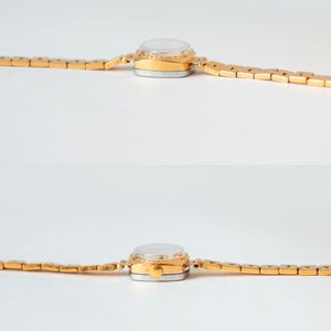 Gold Plated Cocktail Watch for Women Sunburst Case, Retro Women Watch Seagull Tiy Square Case ...