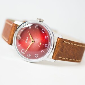 Burgundy Dial Men's Watch Vintage, Tomboy Wristwatch Round Case ZIM ...