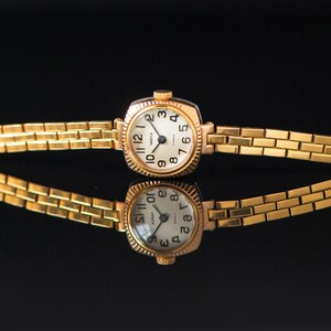Women Cocktail Watch Gold Plated Square Seagull, Elegant Bracelet Evening Watch Sunburst Vintage ...